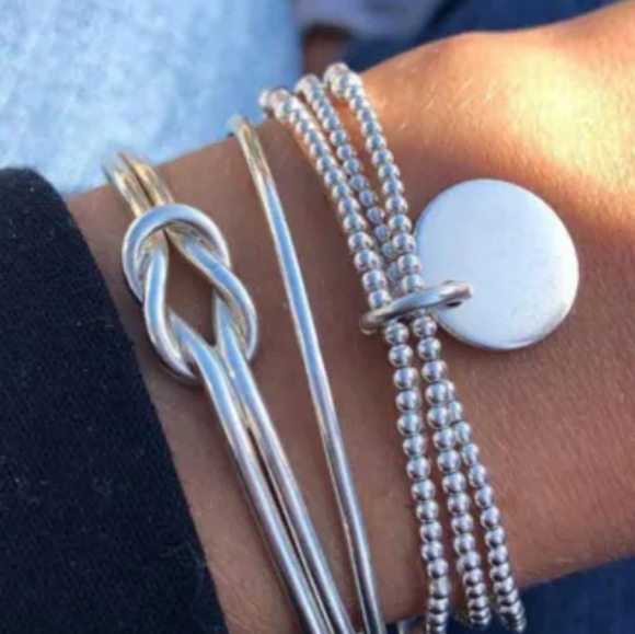 Jewelry | Silver Casual Knotted Beaded 3pcs Bracelet Set For Women ...